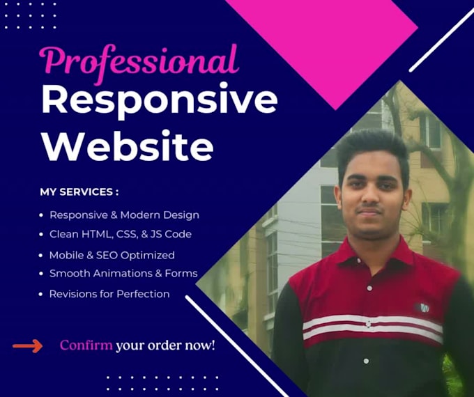 Build a stunning responsive website with html, css and javascript by Rafiul_islam01 | Fiverr