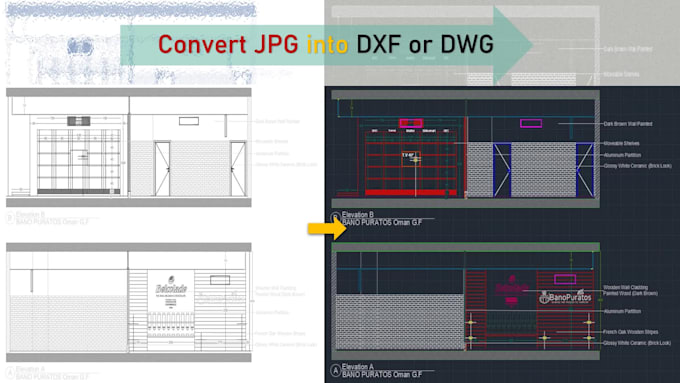 Convert pdf or jpg or hand sketch drawing into 2d cad drawing by Mothilalkumarr | Fiverr