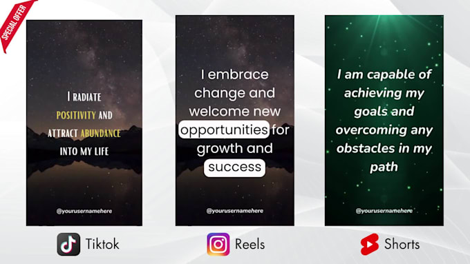 Create 100 engaging affirmation videos for youtube shorts, reels, and ...