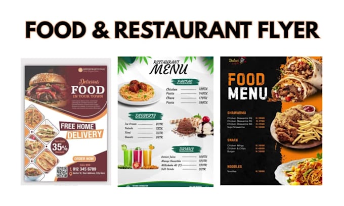 Create quality food menu bar menu restaurant food flyer design bifold ...