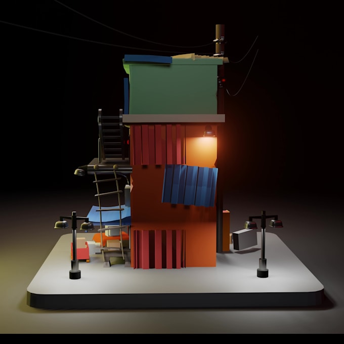 Create low poly 3d building in blender for you by Esaduzun | Fiverr