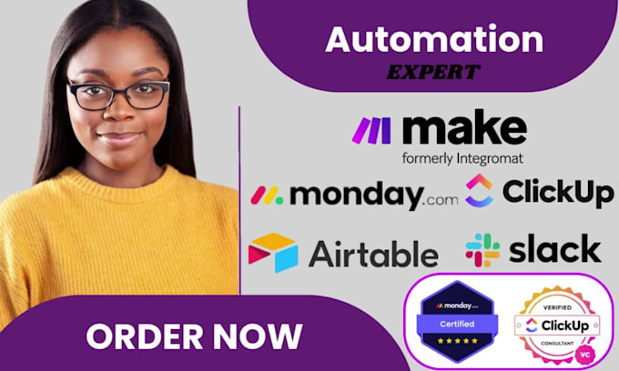 Set Up Make Com Monday Com Monday Crm Clickup Airtable Slack Asana By Fred Darwin Fiverr