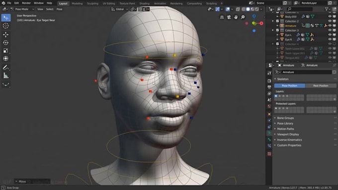 Rig 3d model for wonder dynamic,ik fk control,advance skeleton ...