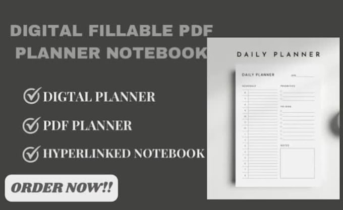 Create digital fillable pdf planner notebook with hyperlink and modern ...