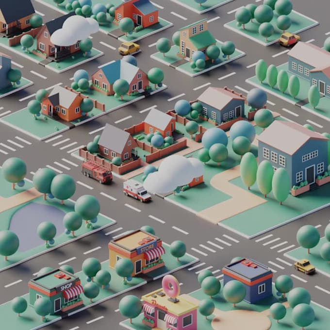 Create 3d isometric map scenes and animation using blender by ...