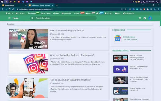 Design and customize google blogger template by Mrlaboratory | Fiverr