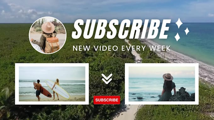 Create a minimalist travel and adventure vlog youtube outro by ...