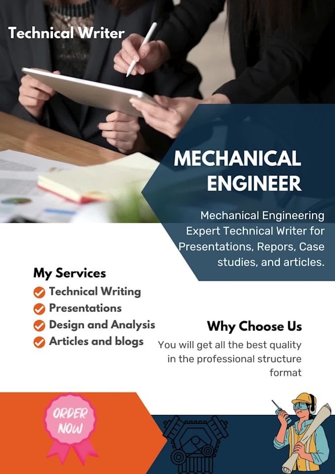 Research to write technical mechanical articles, project reports and ...