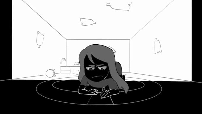 Make a black and white silhouette animation, vector art, illustration ...