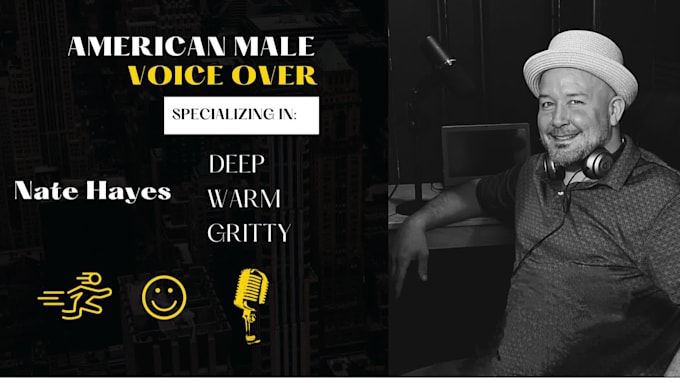 Record a deep powerful gritty male american english voice by ...