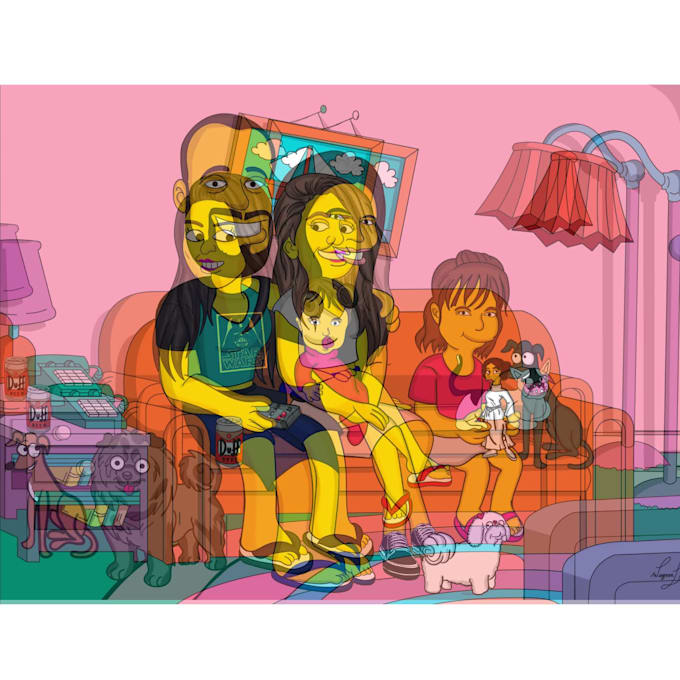 Draw you as a funny yellow cartoon caricature character, simpsons style ...