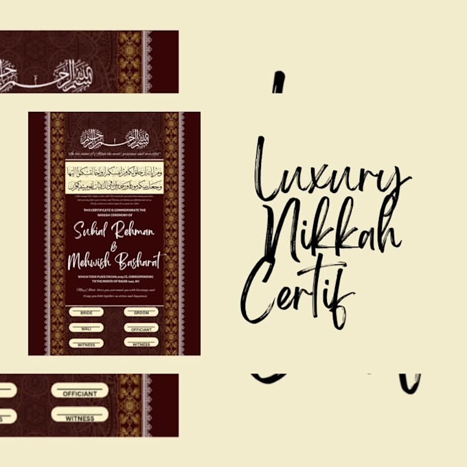 Make unique islamic nikkah certificates by Kanwal2022 | Fiverr