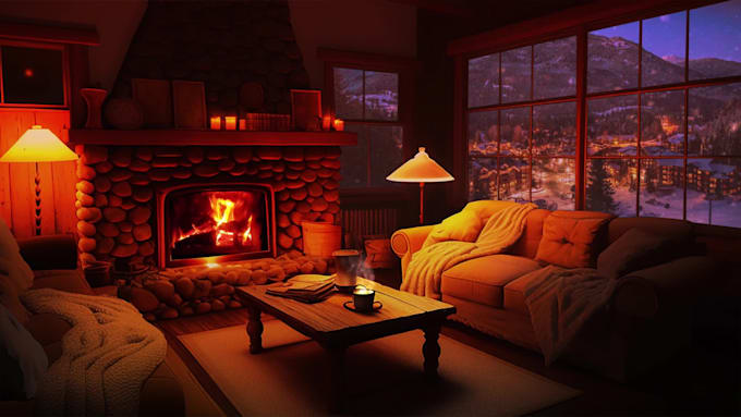 Create a cozy atmosphere with snow and natural sound effects by ...