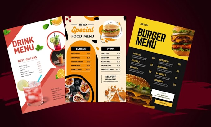 Design menu board, food menu, print menu and price list by ...