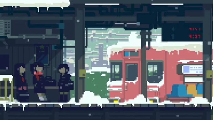 Make pixel art animated gif with lofi loop animation video for stream ...
