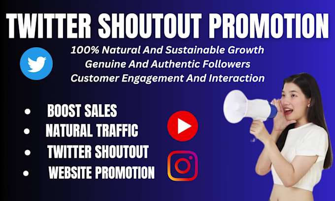 Twitter shoutout, youtube promotion, instagram promotion and tiktok ...