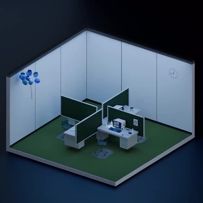 Design a stylized isometric 3d room with blender and clean renders by ...