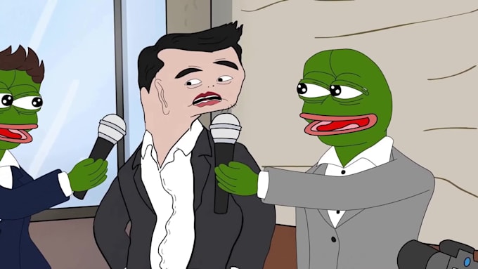 3d meme coin animation, pepe emote, wajoke pepe art, 2d character ...