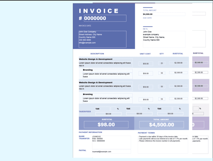 Design a custom professional pdf invoice by Passionmatchaad | Fiverr