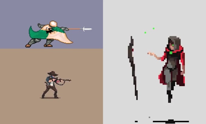 Do 8x8, 16x16, 32x32, 64x 64, 128x 128 pixel art sprite animation rpg ...