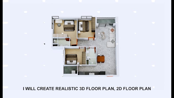 Create realistic 3d floor plan, 2d floor plan