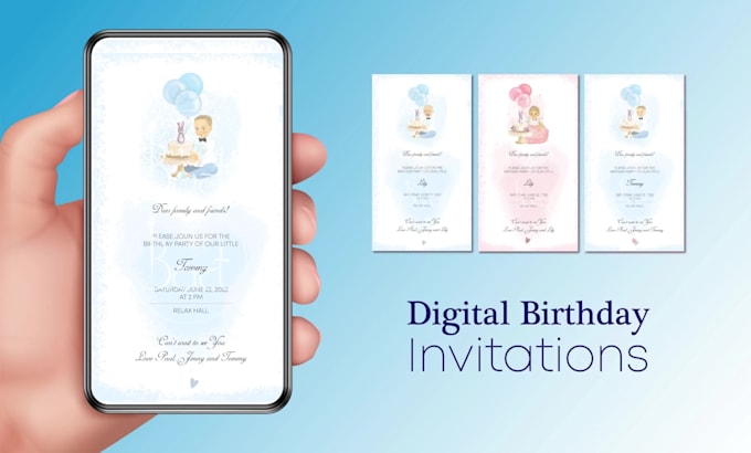 Create a digital baby birthday invitation by Sashabondarenko | Fiverr