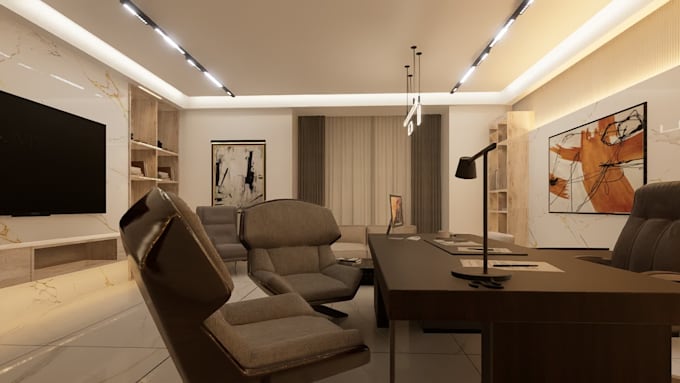 Create realistic 3d office interior design and floor layout by Marya ...