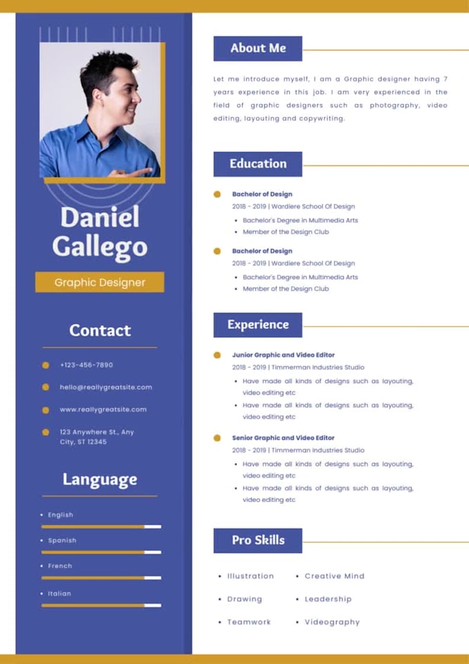 Design a professional resume, cover letter, cv by Uswaajaz | Fiverr