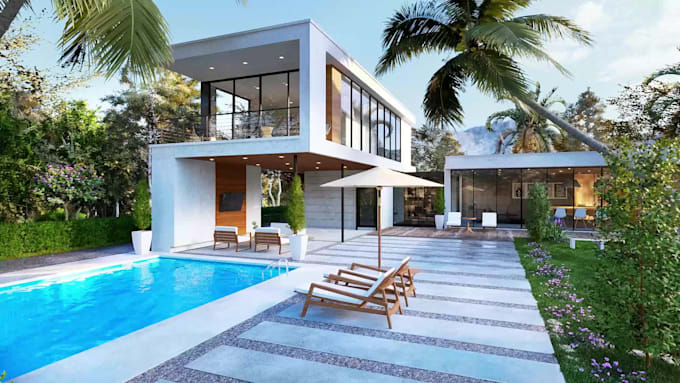 Do backyard, pool, deck design with 3d model rendering by Anang_ava ...
