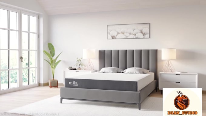 Do 3d mattress animation video sofa 3d axonometric bed model and pillow ...