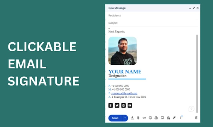 Make clickable html email signatures for gmail, outlook, etc with social media by Marketing_xyz ...