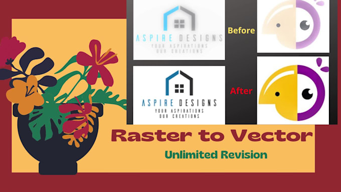 Convert raster to vector image logo manually redraw high resolution by ...