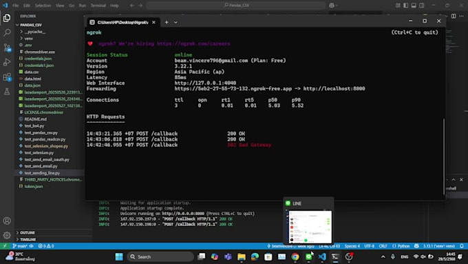 Build an line messaging api using python by Suphawic | Fiverr