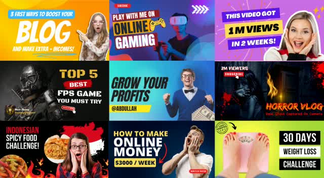 Create eye catching youtube thumbnails to boost your video views by Abdullahfu | Fiverr