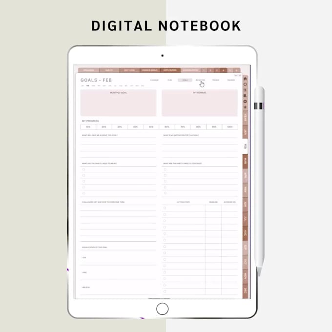 Custom digital planner, journal, calendar, worksheet for etsy or ...