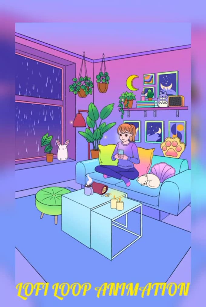 Create lofi loop animation illustration, lofi animation, animated gif ... Create lofi loop animation illustration, lofi animation, animated gif ...