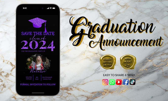 Create animated graduation announcement invitation by Mettainvitation ...