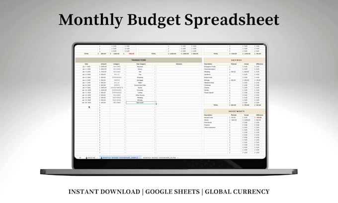 Send a monthly budget planner spreadsheet by Nickcrease | Fiverr
