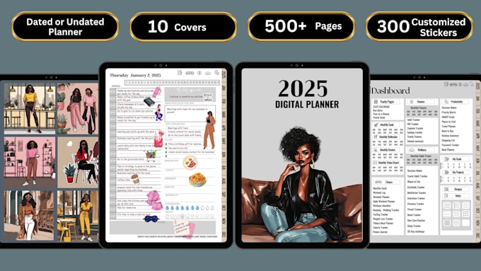 Design digital planner, hyperlinked digital planner, digital journal ...
