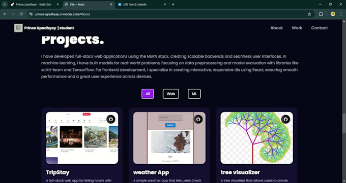 Build a stunning 3d portfolio using react by Princeupadhyay3 | Fiverr
