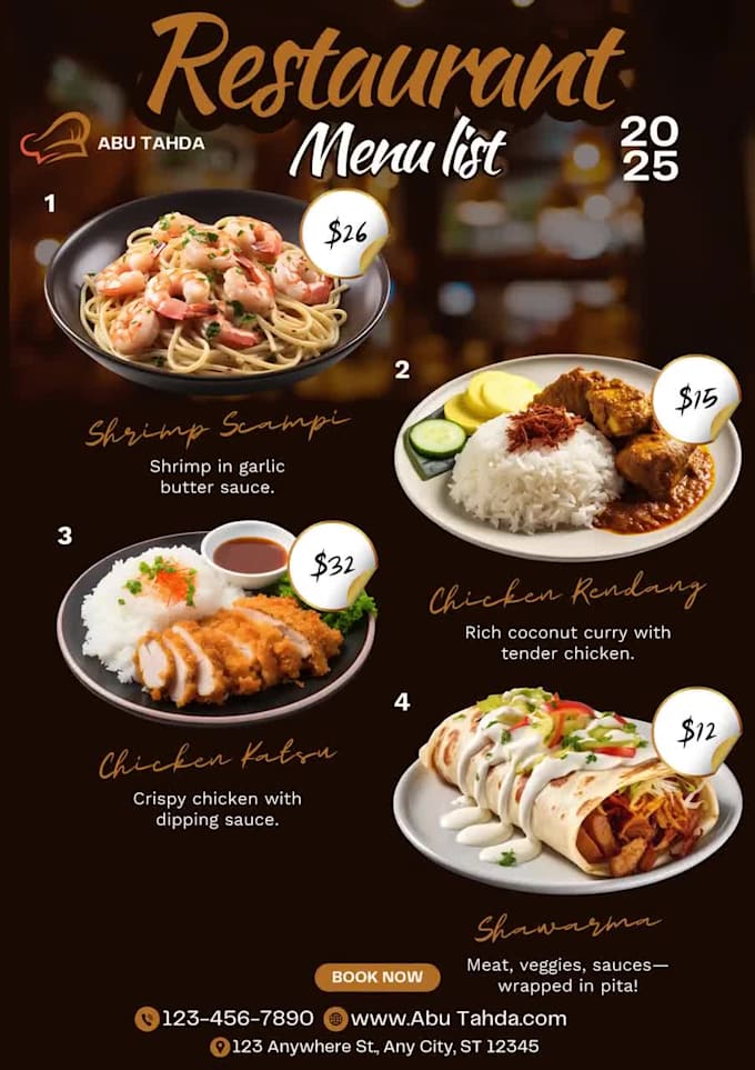 Conception de menu numérique, moderne, spa, à emporter avec liste de ...