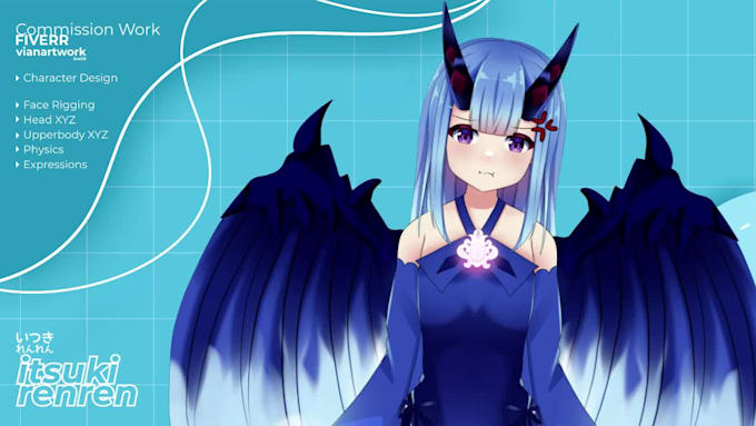 Do vtuber character design and rigging it by Rengginangasoy | Fiverr