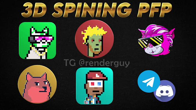 Create an animated 3d spinning pfp for telegram and discord by ...