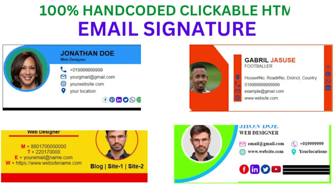 Make responsive html email signature by Webdesigner_sha | Fiverr