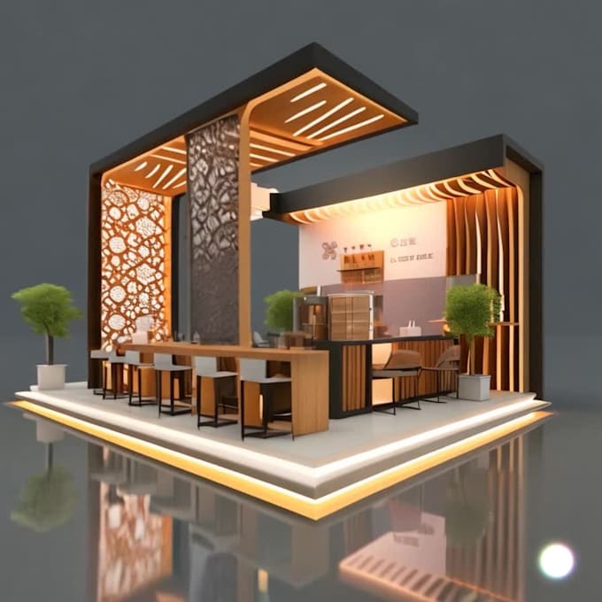 Do 3d rendering of exhibition stand, stall or trade show booth design ...