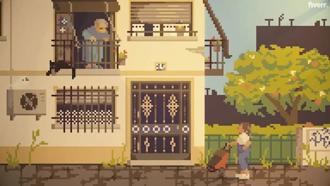 Create pixel art animation, pixel lofi loop, pixel art character ...