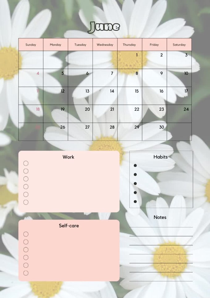 Design a simple floral monthly calendar 2023 planner printable planner ...