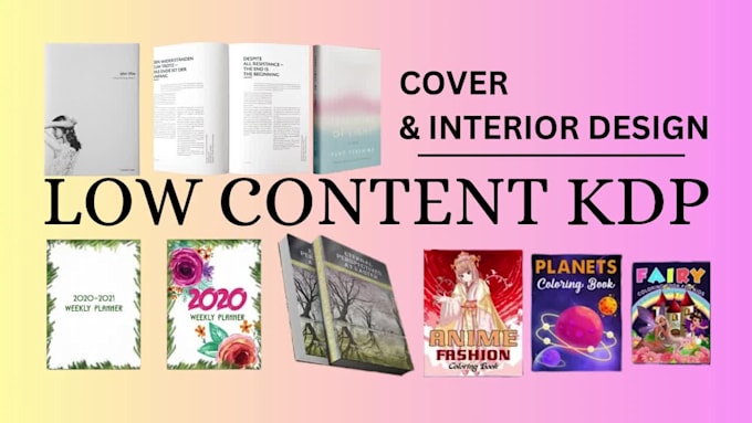 Design, format low content book interior, journal cover kdp, lulu low ...