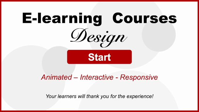 Design your elearning course interactive quizz or animated quiz or ...