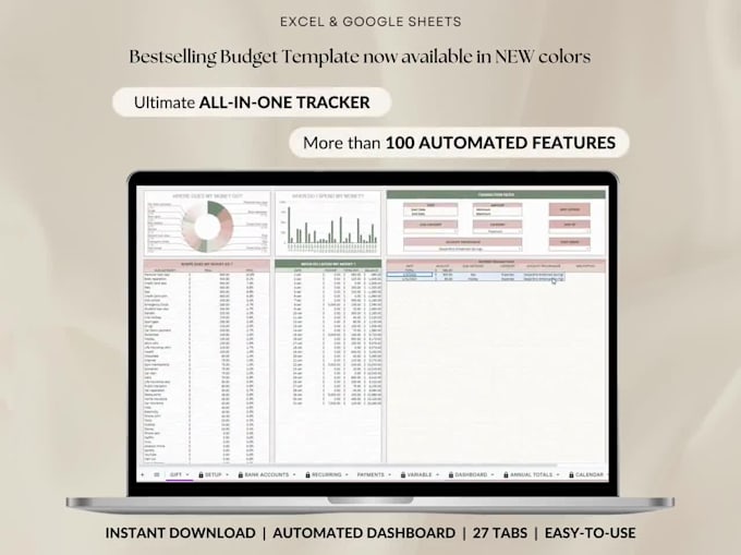 Design custom full automation excel google spreadsheet budget planner formulas by Annelcarl | Fiverr